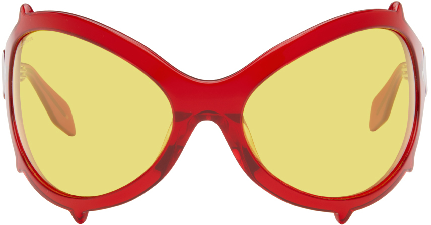 MAUSTEIN: SSENSE Exclusive Red Bug Spike Sunglasses | SSENSE