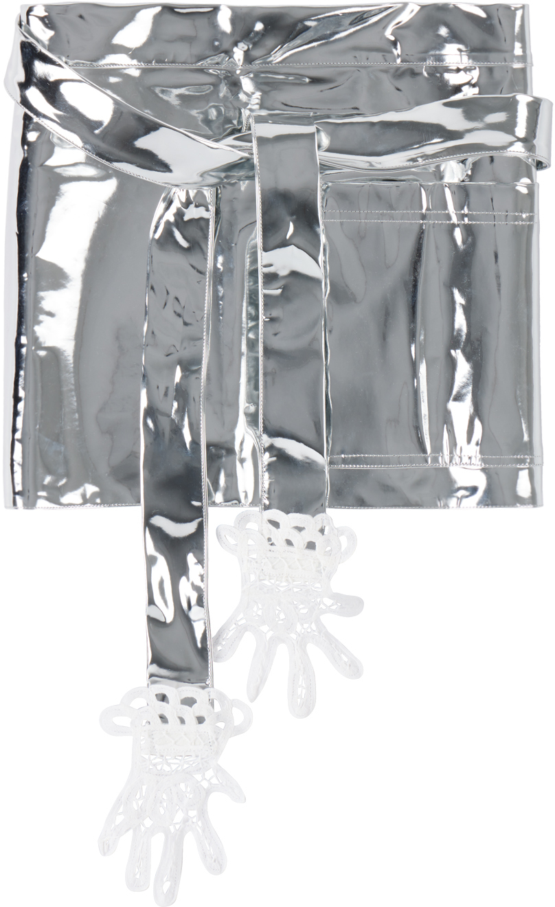 Silver Mini Lace Hands Apron by Gohar World | SSENSE UK