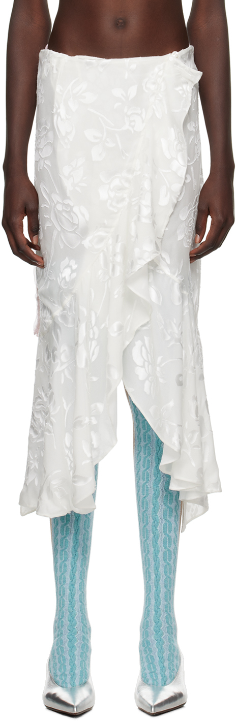 Julie Kegels: SSENSE Exclusive White & Pink Sade Midi Skirt | SSENSE