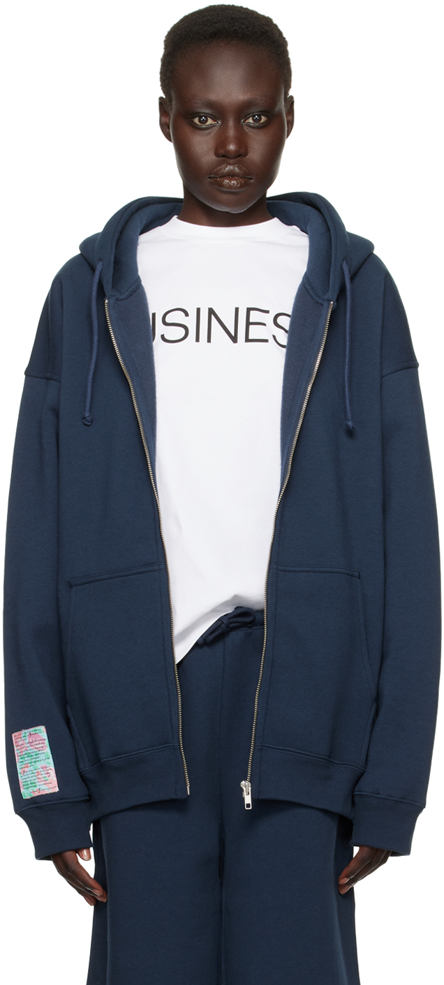 SSENSE Canada Exclusive Navy Jamie Hoodie by Julie Kegels on Sale