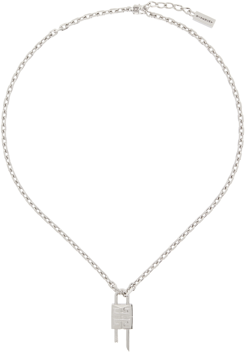 Givenchy: Silver Mini Lock Necklace | SSENSE