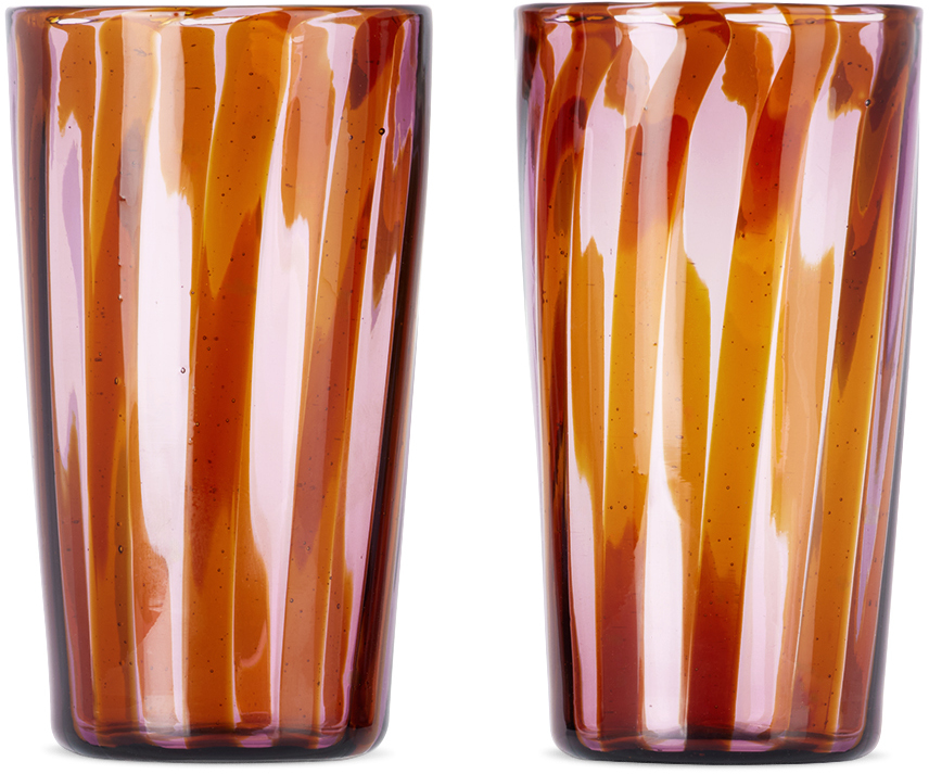 Brown & Pink Small Augusta Glass Set by Akua Objects | SSENSE