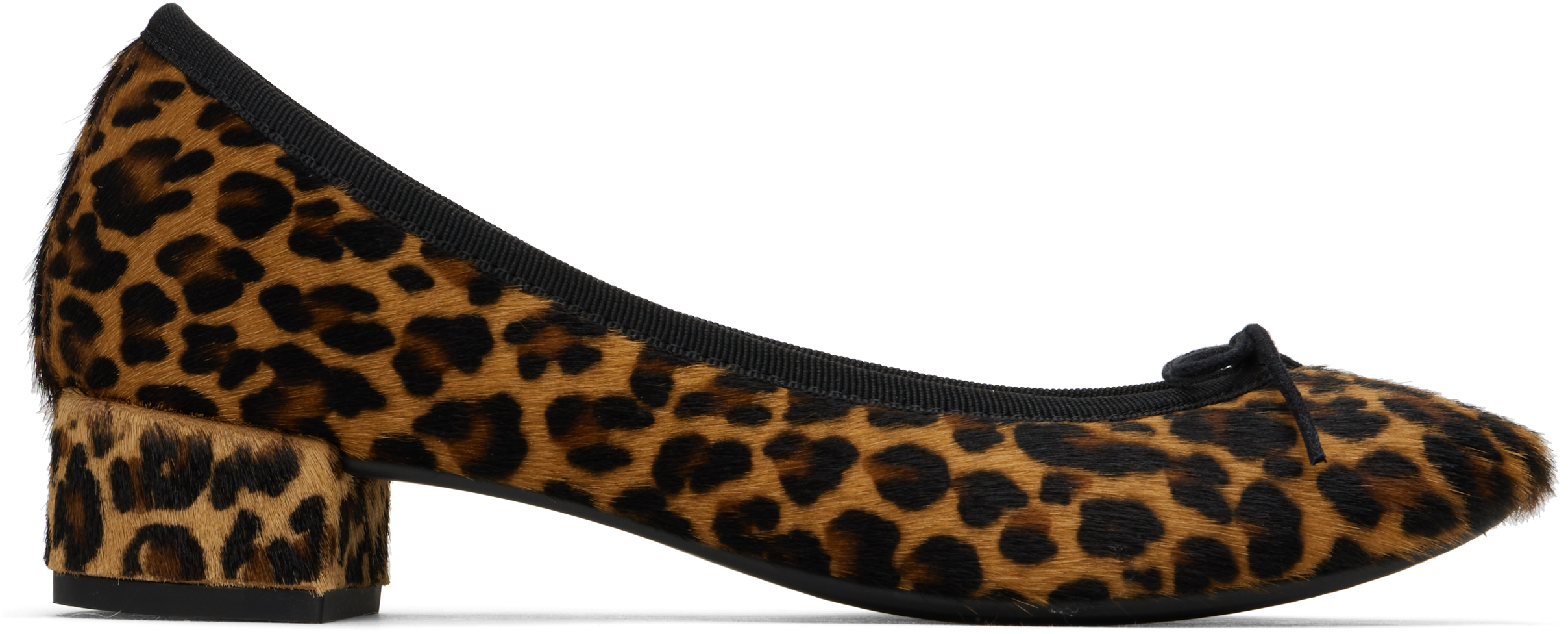 Tan & Black Camille Animal Print Rubber Sole Heels by Repetto on Sale