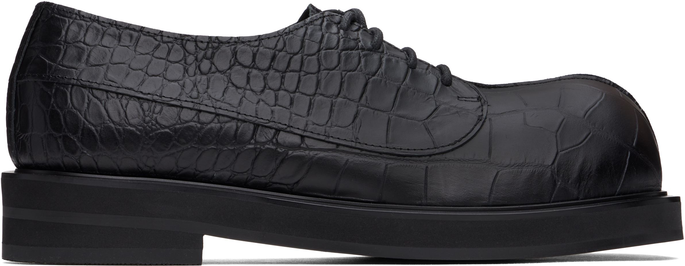 No Idea: Black Big Foot Croc Derbys | SSENSE