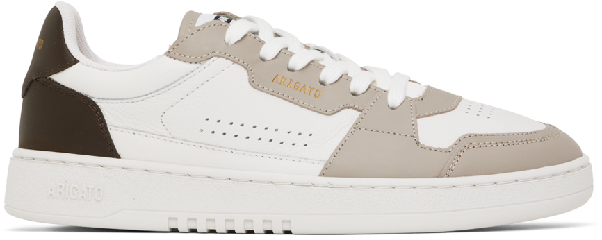 White & Brown Dice Lo Sneakers by Axel Arigato on Sale