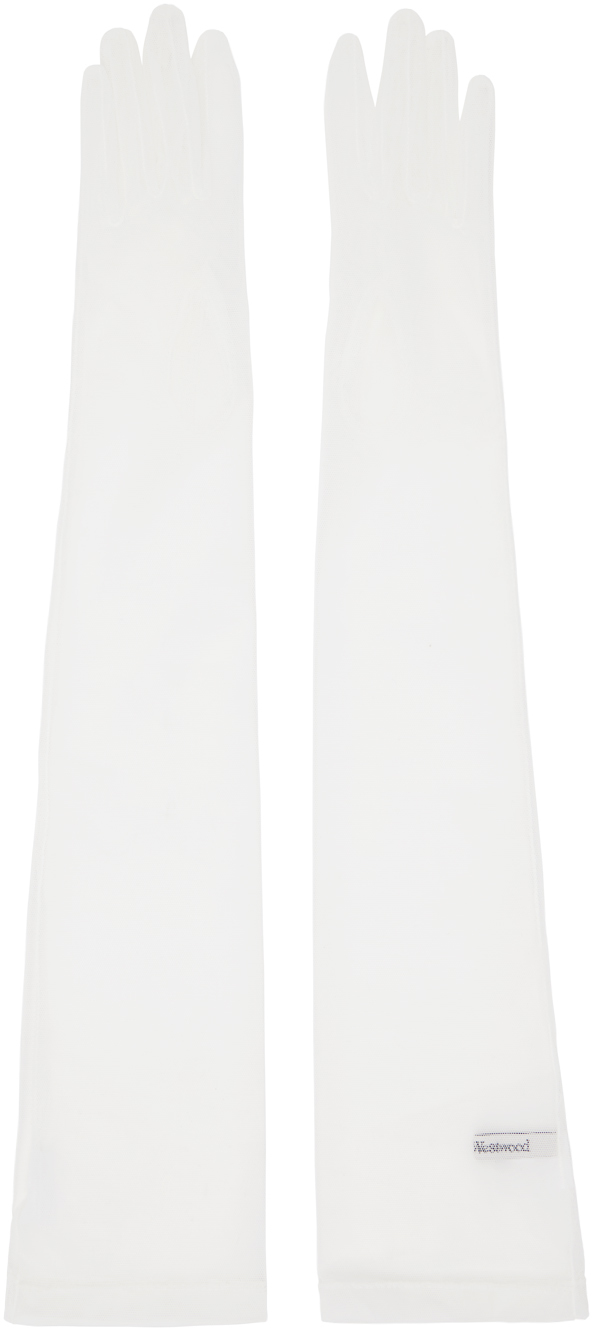 White Classic Tulle Opera Gloves by Vivienne Westwood on Sale