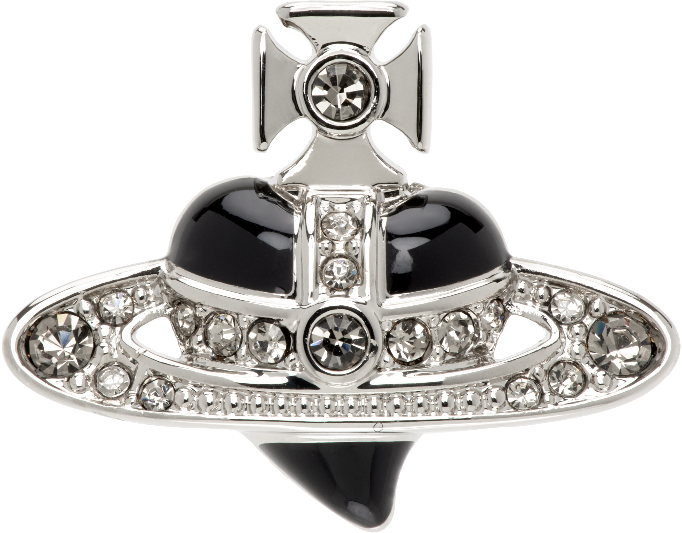 Vivienne Westwood: Silver Diamante Heart Single Stud Earring | SSENSE