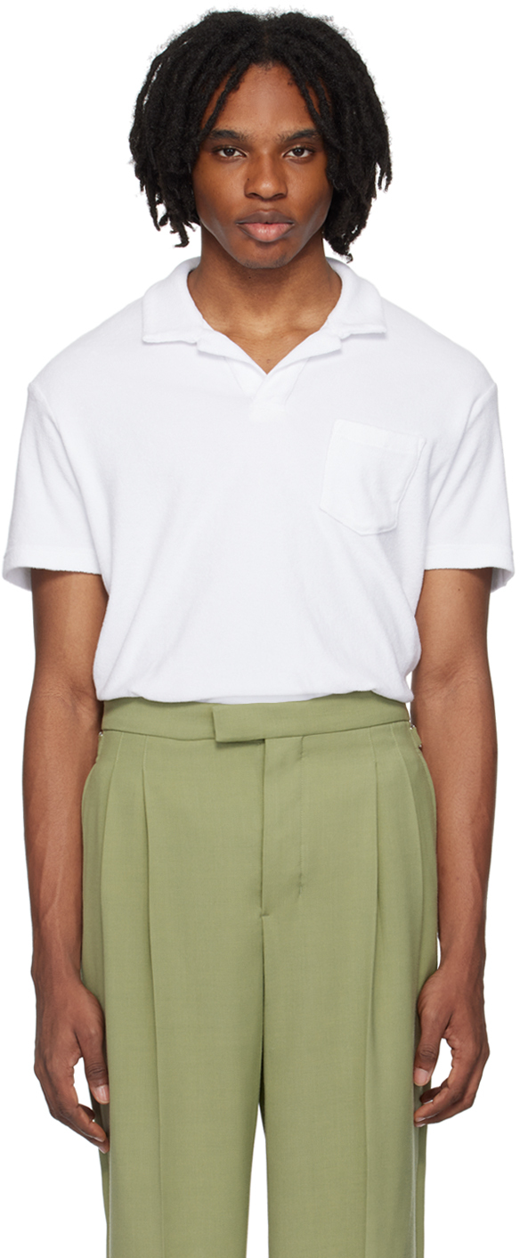 Orlebar Brown: White Open Placket Polo | SSENSE