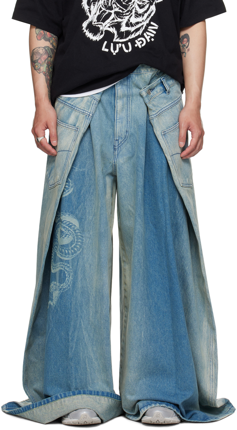 LU'U DAN: Blue CLOT Edition MAXI X MAXI X MAXI Jeans | SSENSE