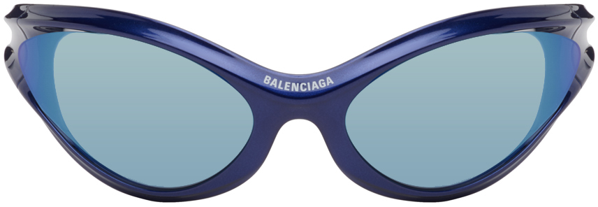 Balenciaga: Blue Dynamo Round Sunglasses | SSENSE