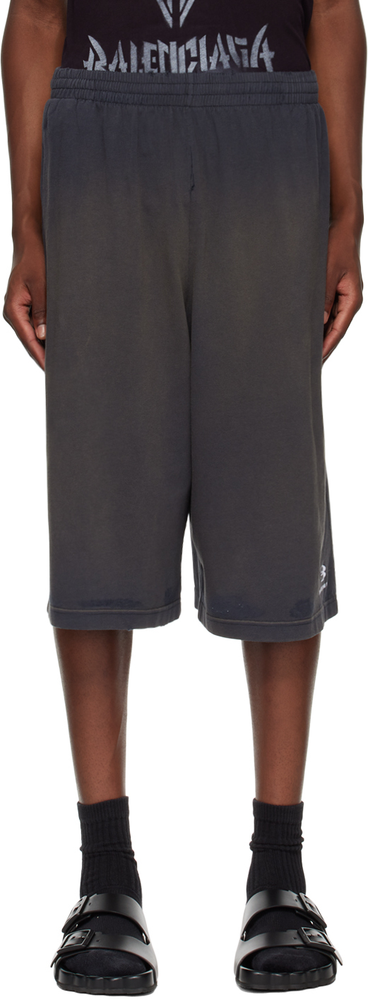 Balenciaga: Black Embroidered Shorts | SSENSE