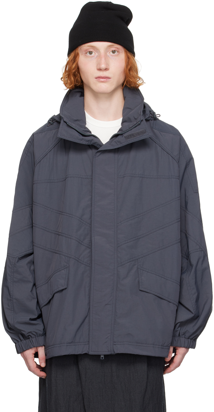 Juun.J: Gray Oblique Cut Track Jacket | SSENSE