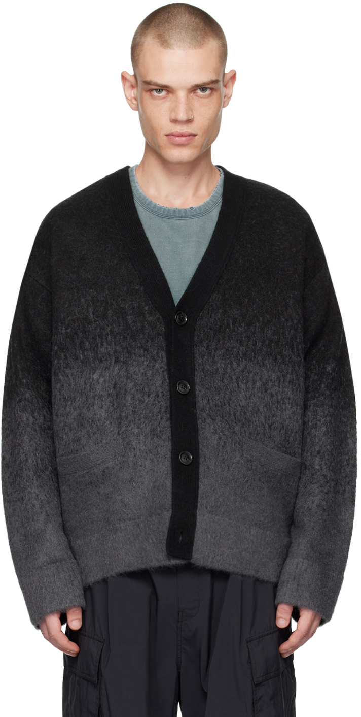Juun.J: Black & Gray Gradient Cardigan | SSENSE