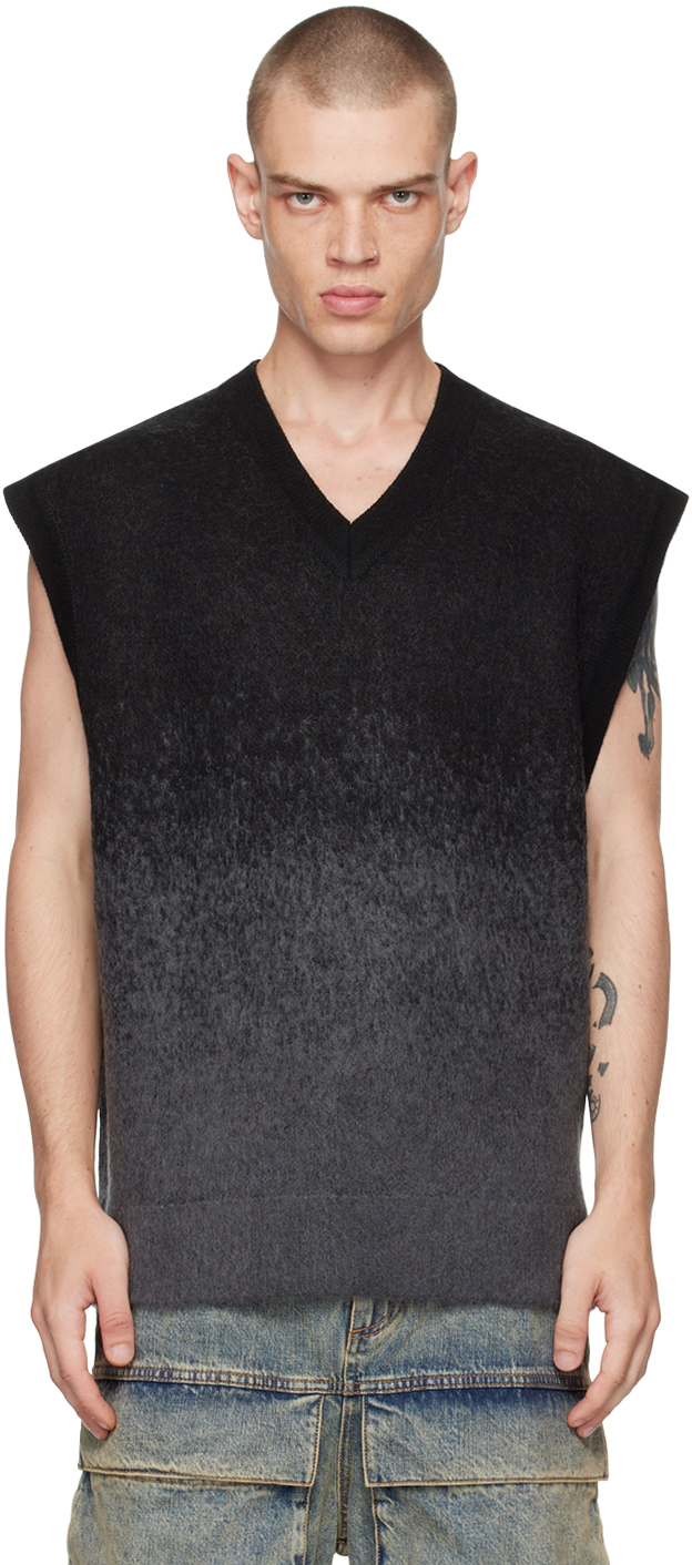 Juun.J: Black & Gray Gradient Vest | SSENSE