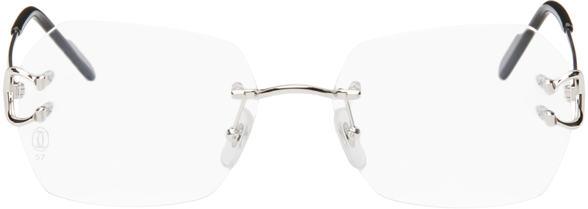 Cartier: Silver Rimless Glasses | SSENSE Canada