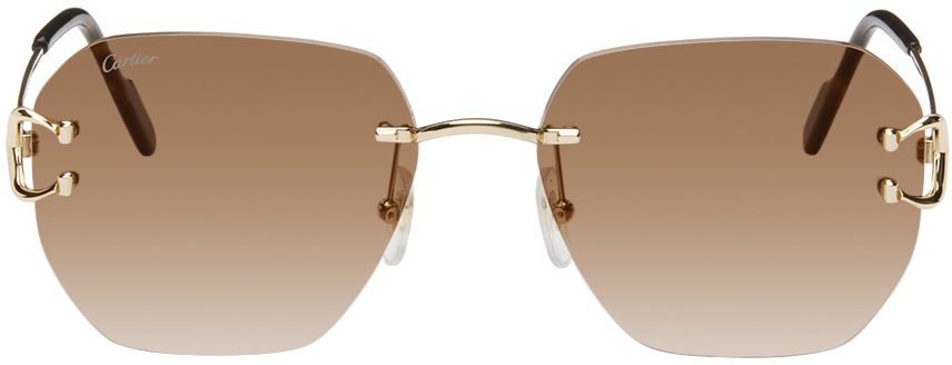 Cartier: Gold 'Classic C de Cartier' Sunglasses | SSENSE