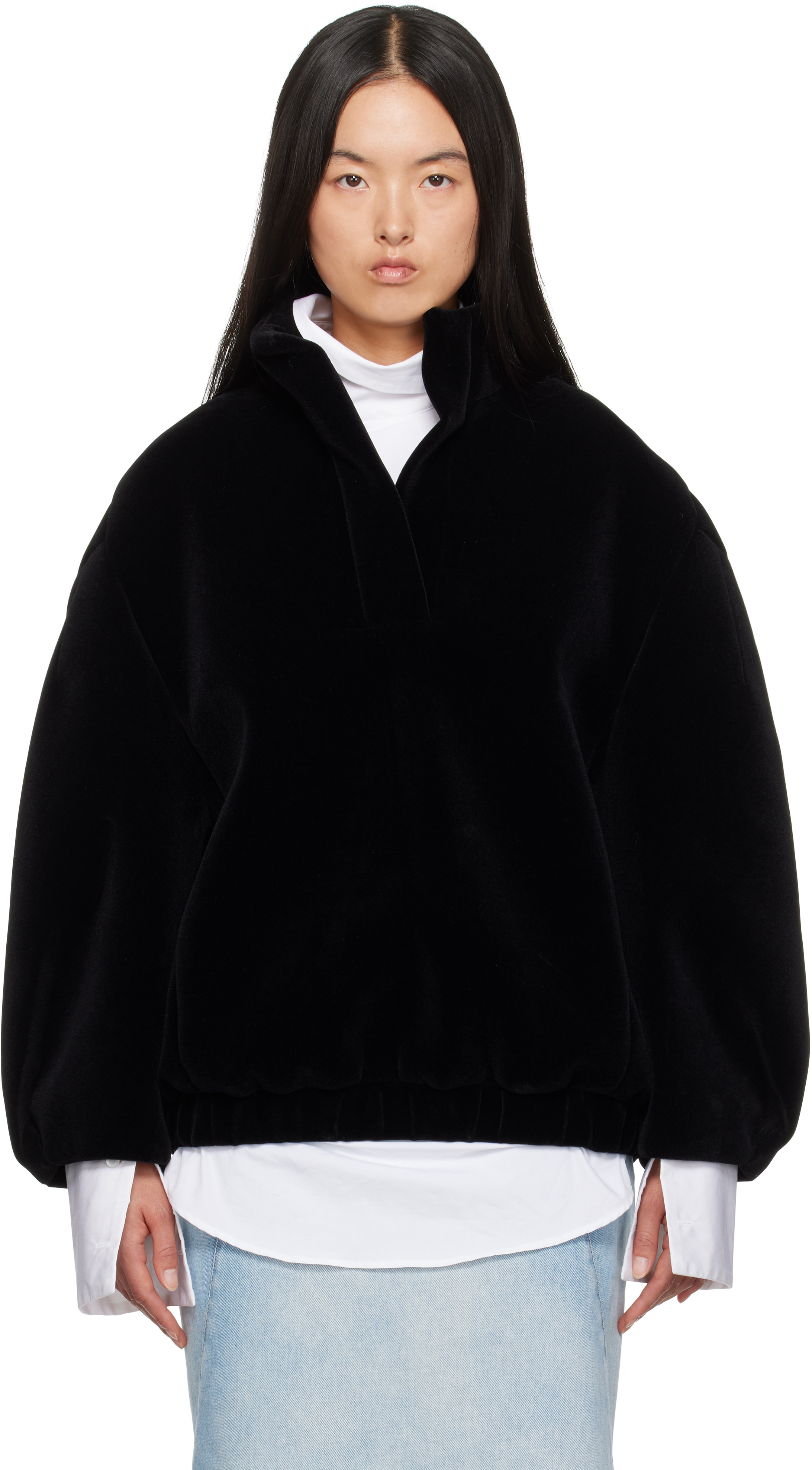 Dries Van Noten: Black Velvet Loose Fit Jacket | SSENSE Dries Van Noten: Black Velvet Loose Fit Jacket | SSENSE