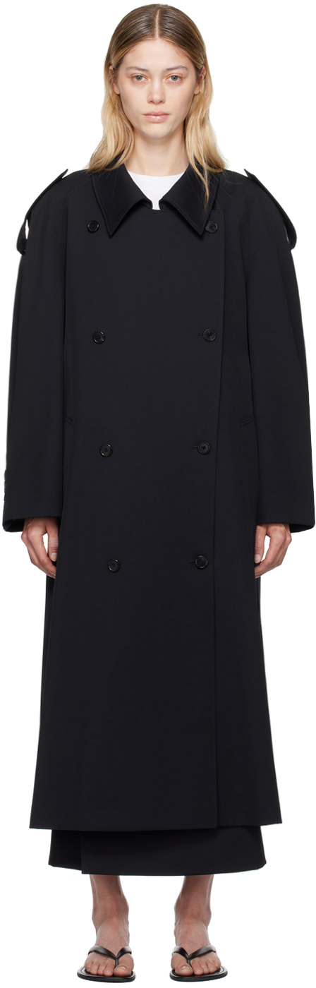 The Row: Navy Denver Trench Coat | SSENSE Canada