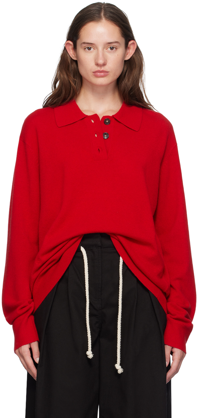 The Garment: Red Como Long Sleeve Polo | SSENSE