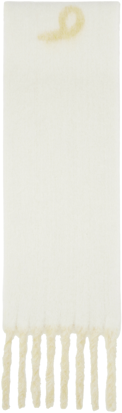 Burberry: Yellow & Off-White Reversible Logo Scarf | SSENSE Canada