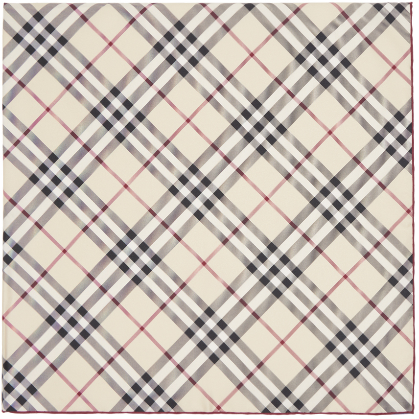 Burberry: Beige Check Silk Scarf | SSENSE