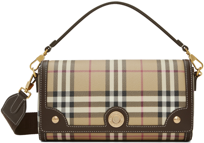 Burberry: Beige Note Top Handle Bag | SSENSE