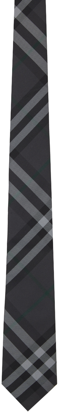 Gray Check Silk Tie by Burberry on Sale