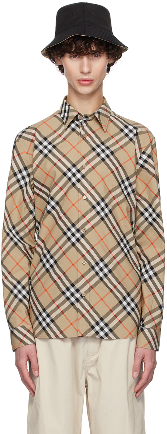Burberry: Beige Check Shirt | SSENSE