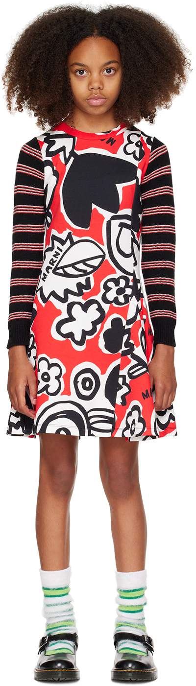 Kids Red Graphic Dress by Marni on Sale