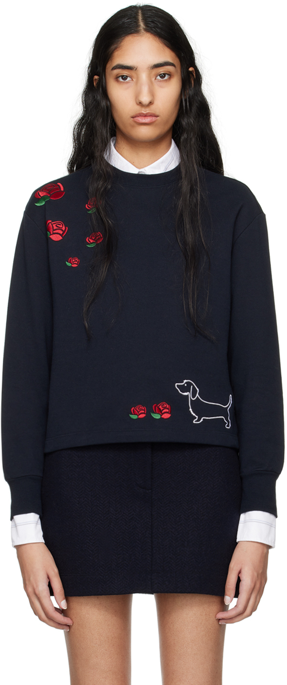 Thom Browne: Navy Hector & Rose Sweatshirt | SSENSE