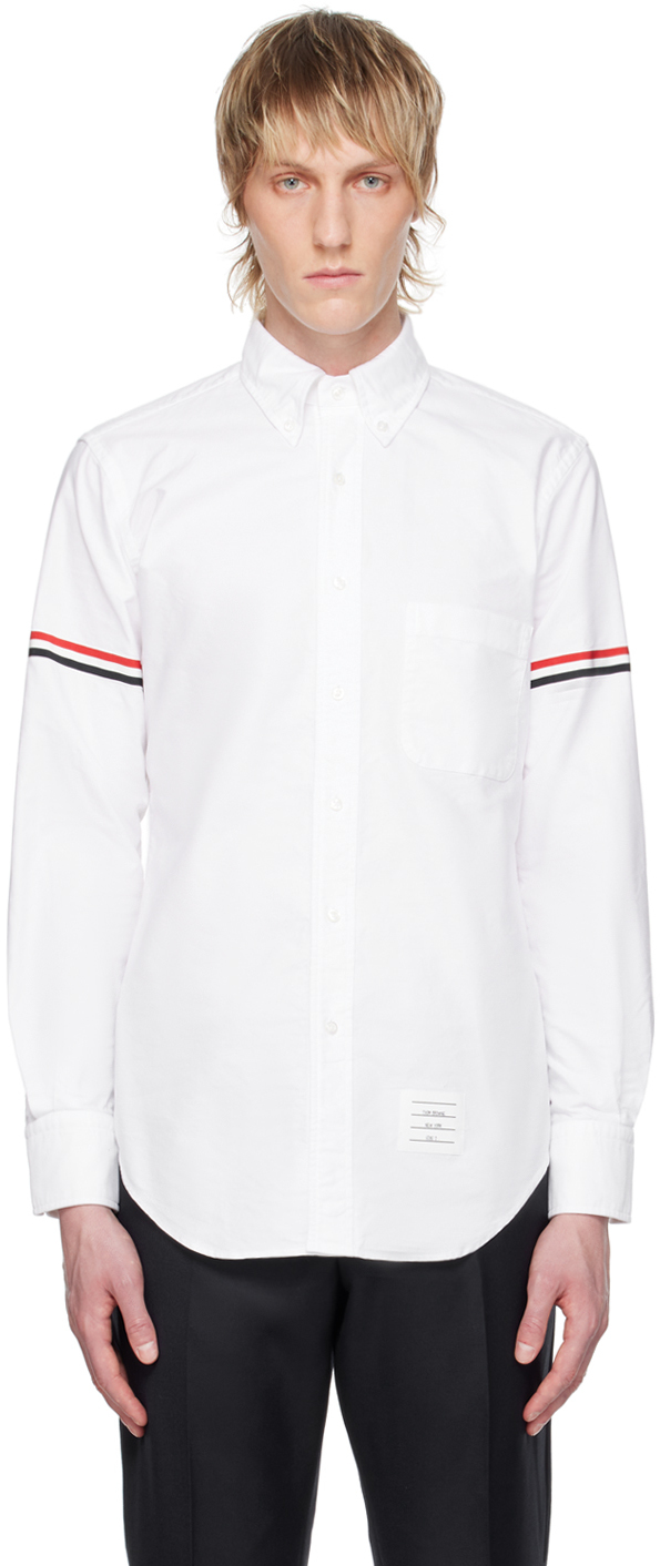 White Armband Shirt by Thom Browne on Sale