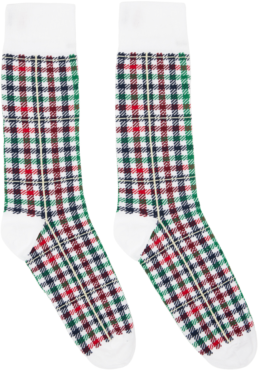 Thom Browne: Multicolor Gingham Check Socks | SSENSE