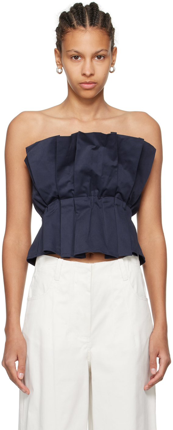 Navy Dover Tank Top by Staud on Sale