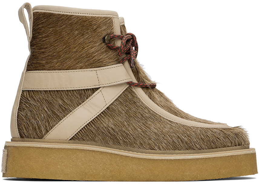 Brown Kenzo Paris Yuki Pony Leather Boots