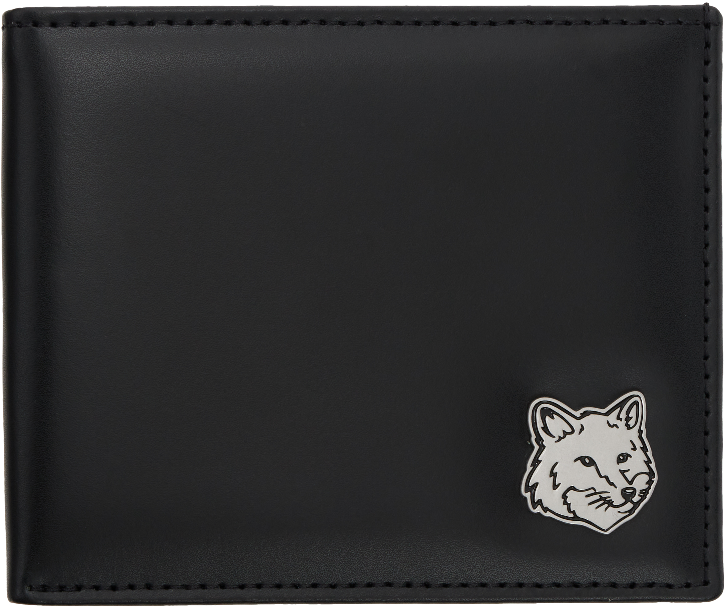 Black Fox Head Bifold Wallet by Maison Kitsuné on Sale