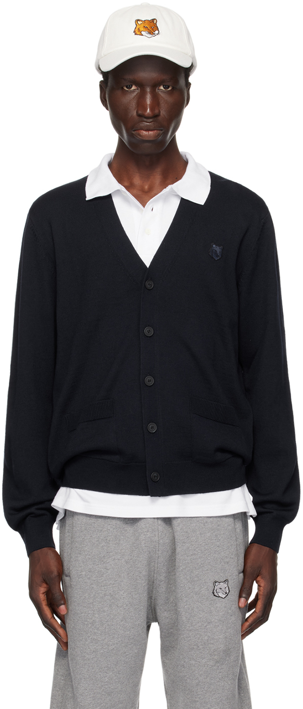Maison Kitsuné: Navy Bold Fox Head Cardigan | SSENSE