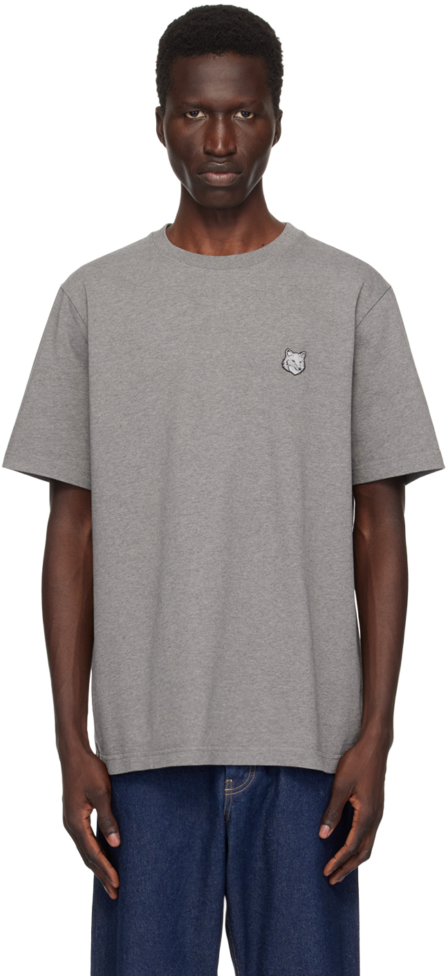 Gray Bold Fox Head T-Shirt by Maison Kitsuné on Sale