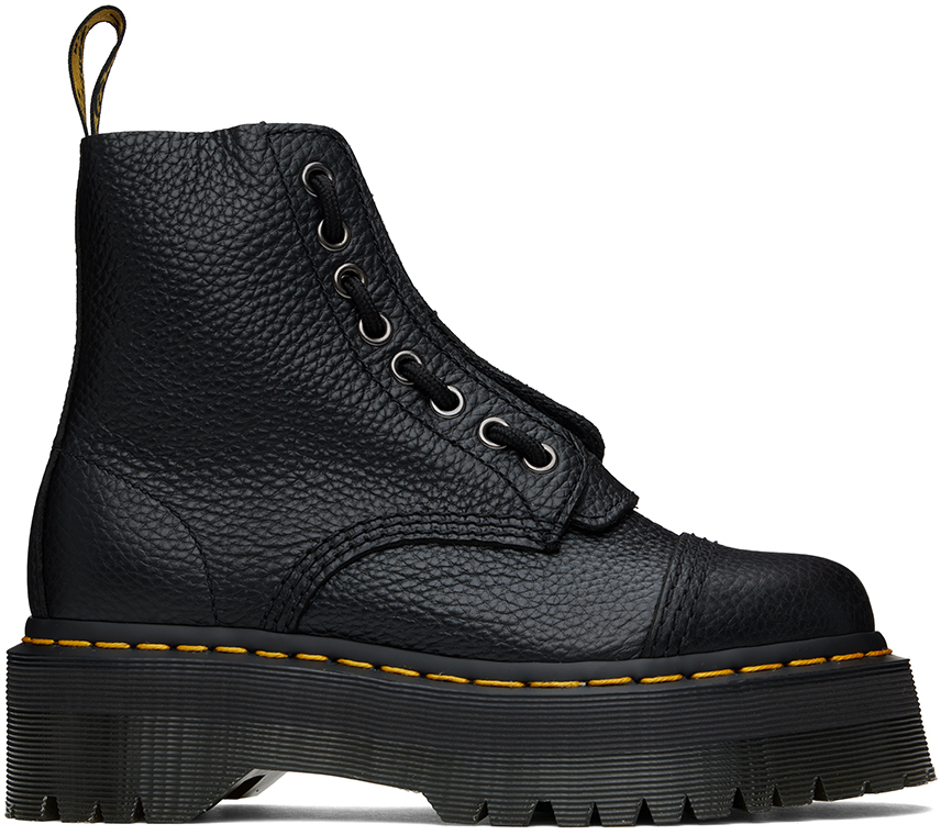 Dr. Martens: Black Sinclair Leather Platform Boots | SSENSE UK