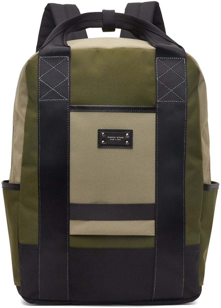 master-piece: Beige & Green Defend Backpack | SSENSE