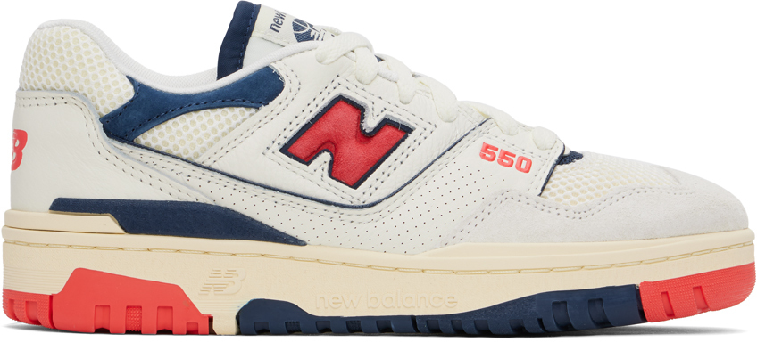 New Balance: Off-White & Red 550 Sneakers | SSENSE