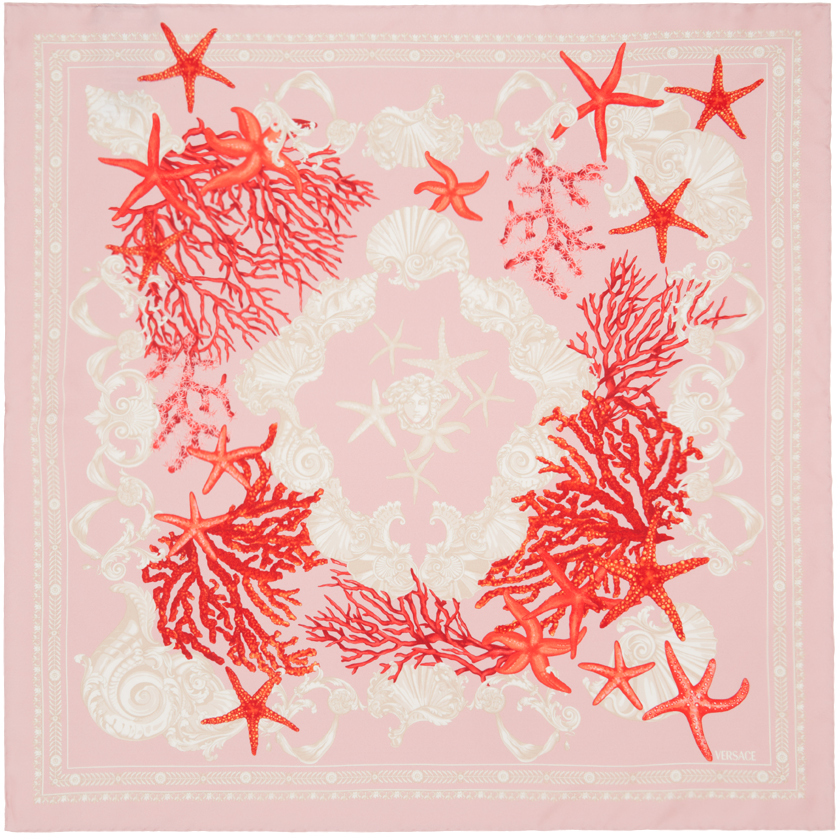 Versace: Pink & Red Barocco Sea Silk Scarf | SSENSE
