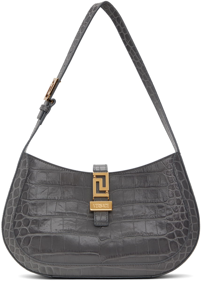 Gray Greca Goddess Bag by Versace on Sale