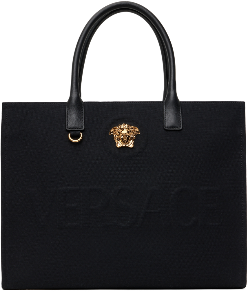 Versace: Black 'La Medusa' Large Tote | SSENSE Canada