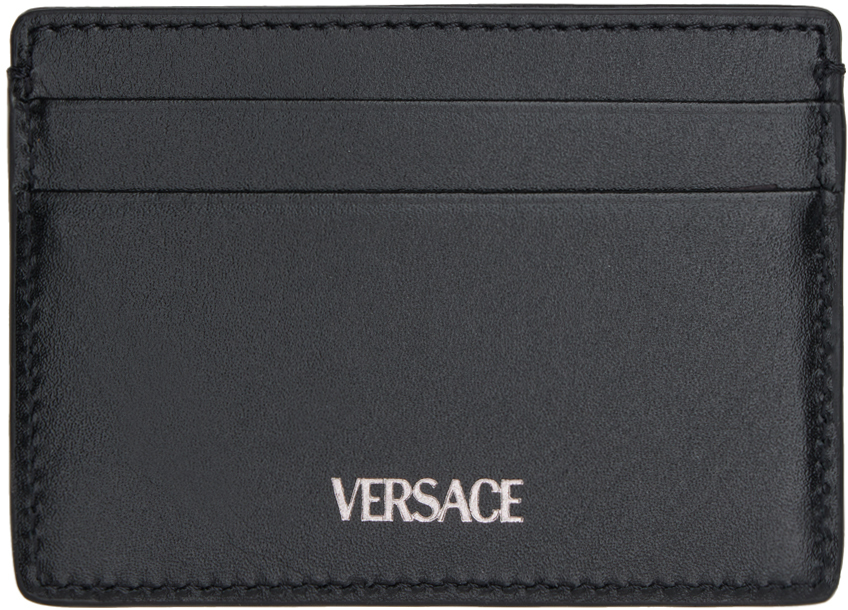 Versace: 블랙 바로코 자카드 카드 지갑 | SSENSE 대한민국