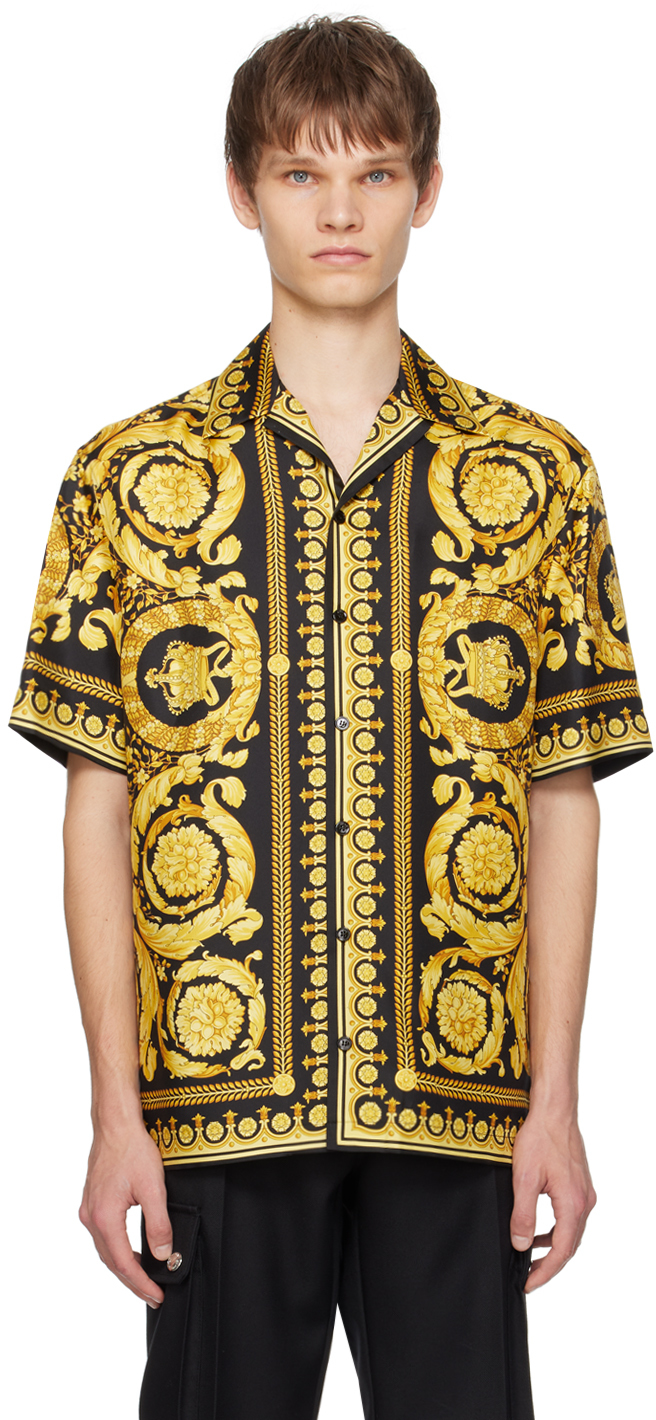 Versace: Black Barocco Silk Shirt | SSENSE Canada