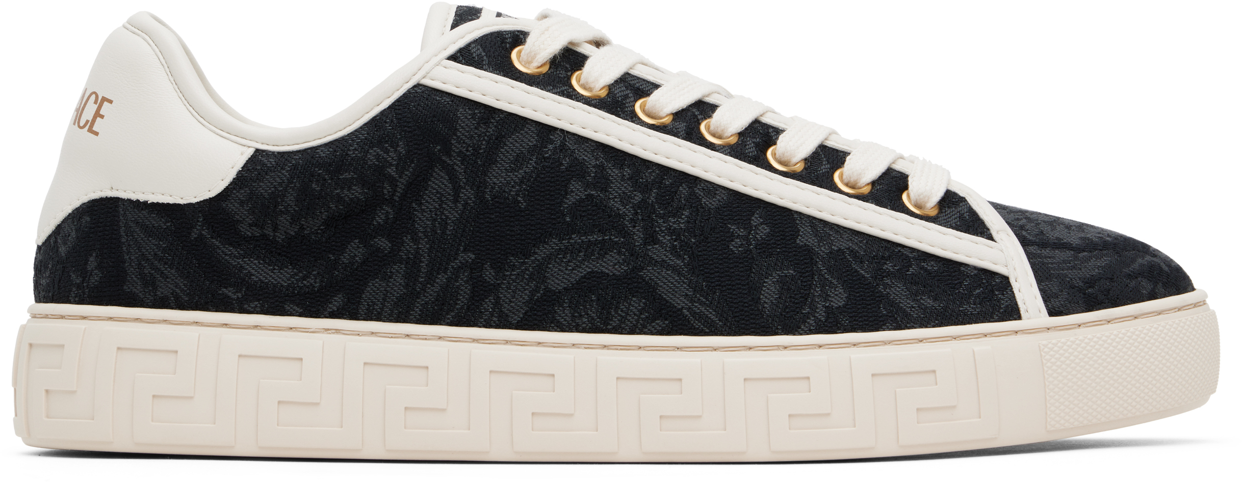 Versace: Black Barocco Greca Sneakers | SSENSE UK