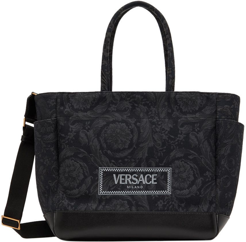 Baby Black Barocco Athena Changing Bag & Mat Set by Versace | SSENSE Canada