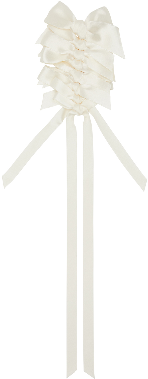 Off-White Long Rosette Bow Brooch by Simone Rocha on Sale