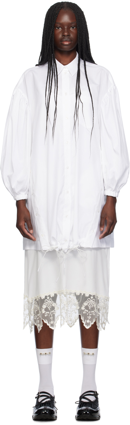 White Trapeze Midi Dress by Simone Rocha on Sale