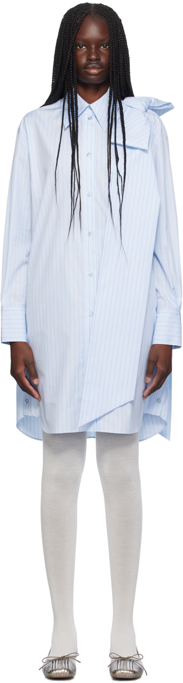 Simone Rocha: Blue Long Shoulder Bow Masculine Midi Dress | SSENSE